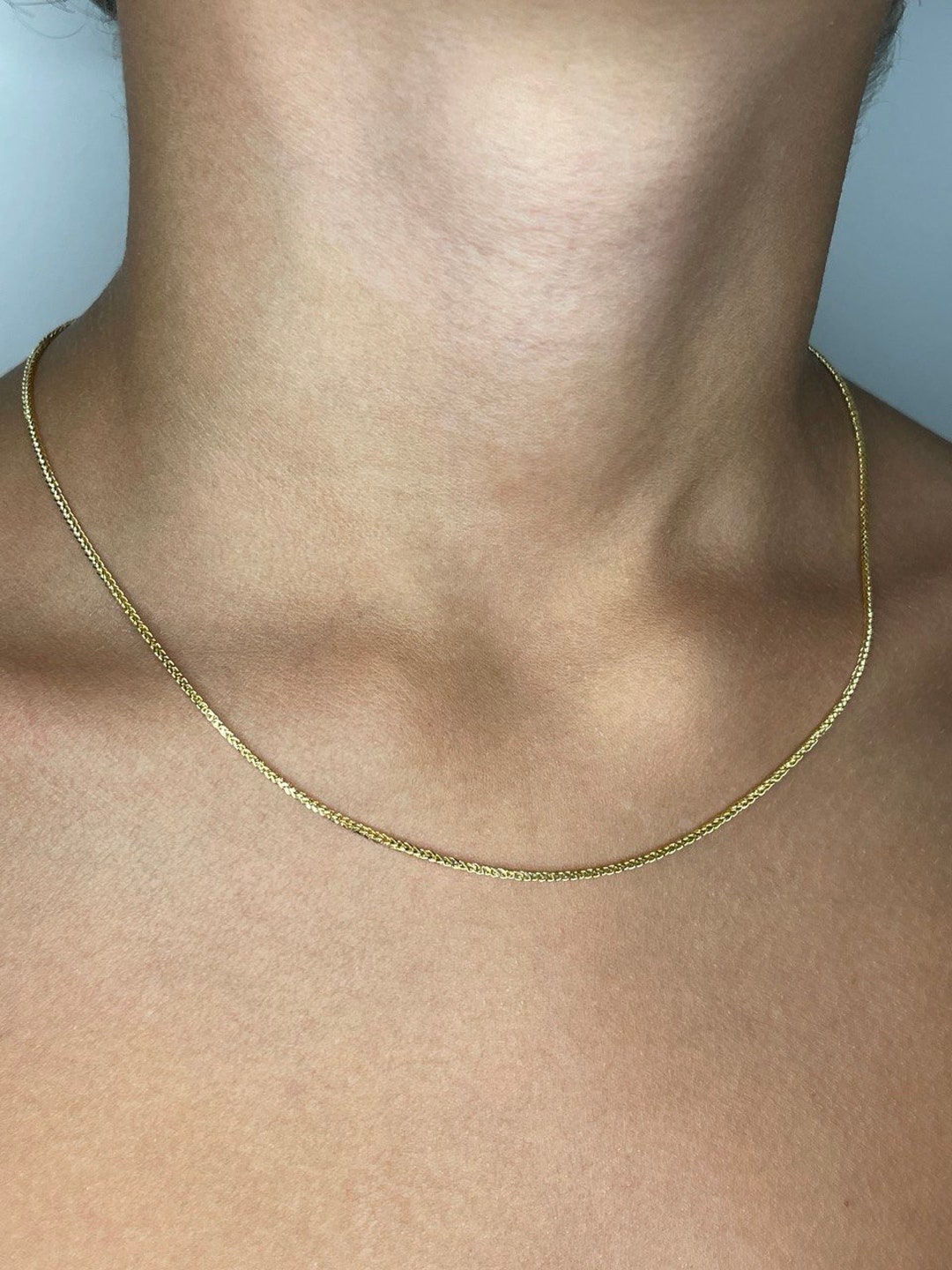 18K Gold Franco Chain (1mm): Solid Gold Necklace - Etsy