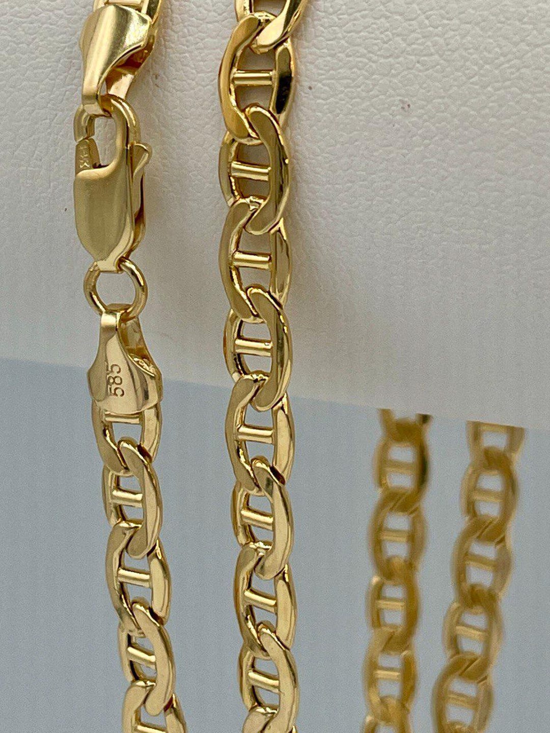 14K Solid Gold Anchor Chain Necklace - 5mm Width - Etsy