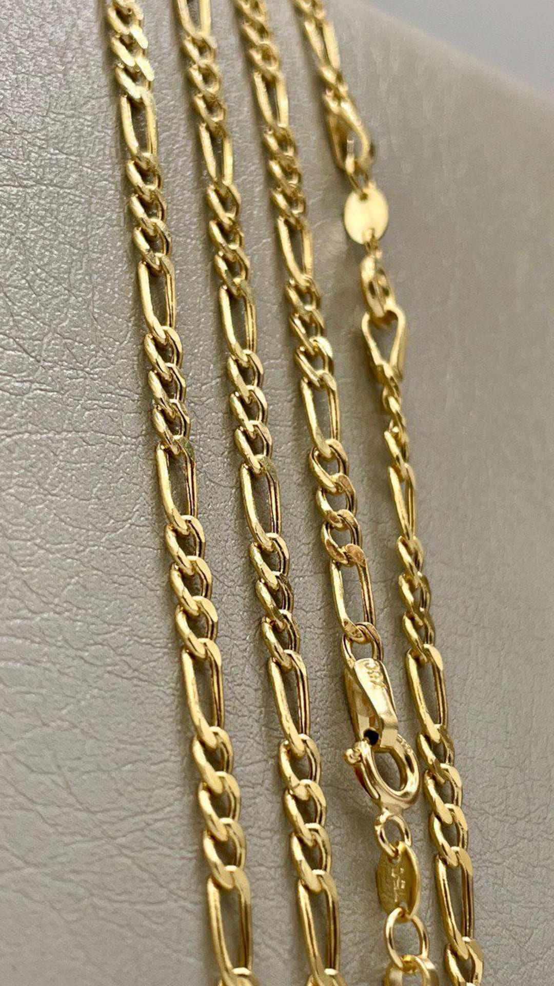 18K Solid Gold Figaro Chain Necklace - 2.5mm - Etsy