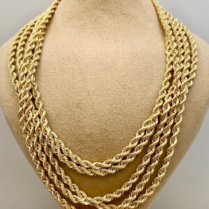 18K Solid Gold Rope Chain Necklace, 3.8mm Thick - Etsy