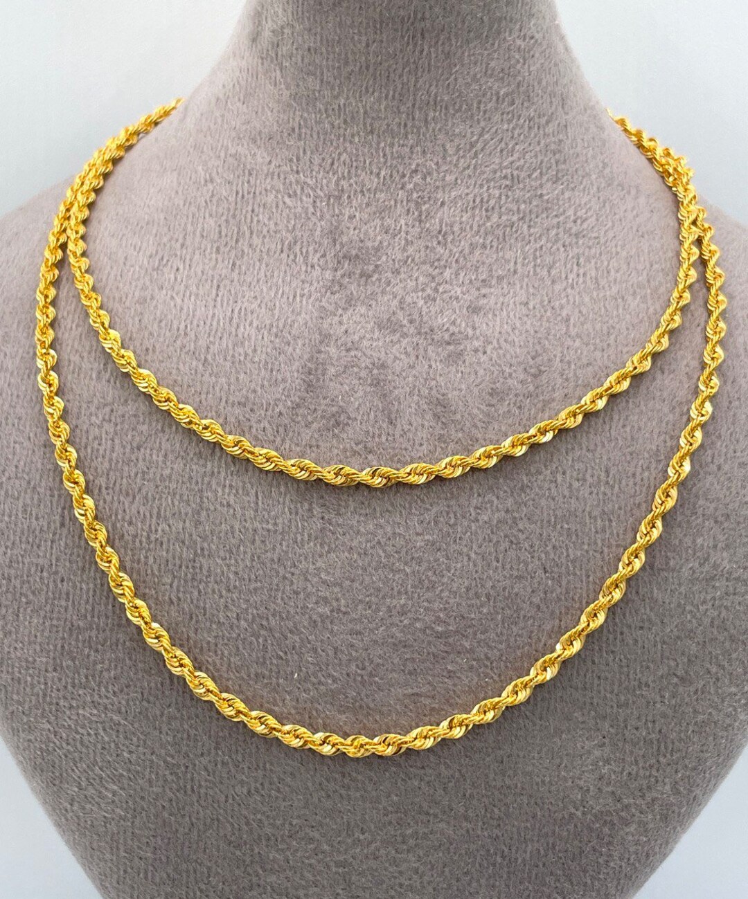 14K Gold Diamond Cut Rope Chain Necklace (2.5mm) - Etsy