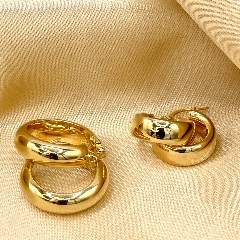 Real Gold Hoop Earrings - Etsy