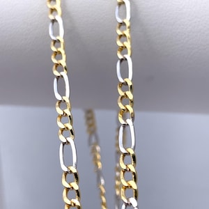 18K Solid Gold Two-tone Figaro Chain - Etsy