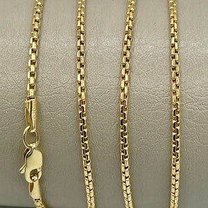 14K Solid Gold Box Chain Necklace,18”, 20”,22”,24" Inches ,(2mm ...