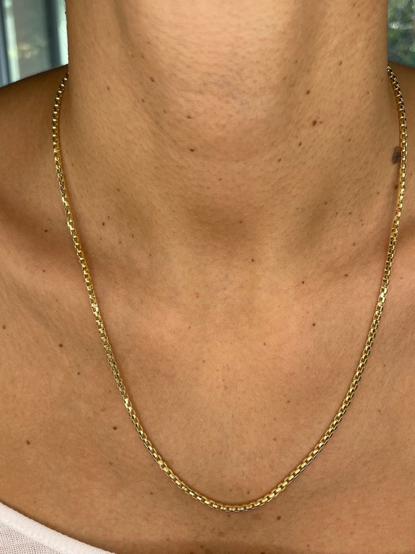 18k Solid Gold Box Chain Necklace (2.5mmthickness)real Gold ,for Her ...
