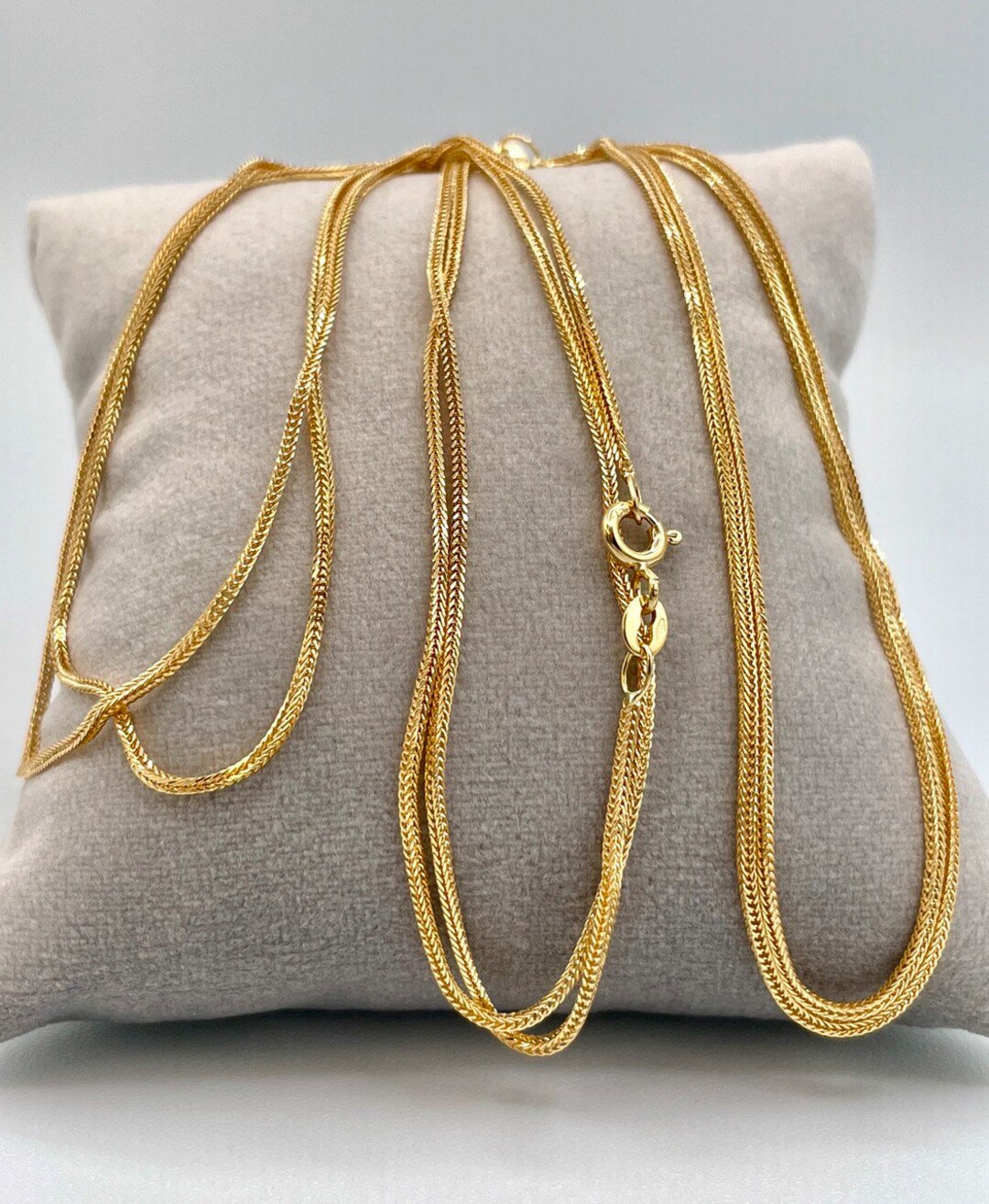 18K Solid Gold Franco Chain Necklace, Pure 18K Gold Foxtail Links Chain ...
