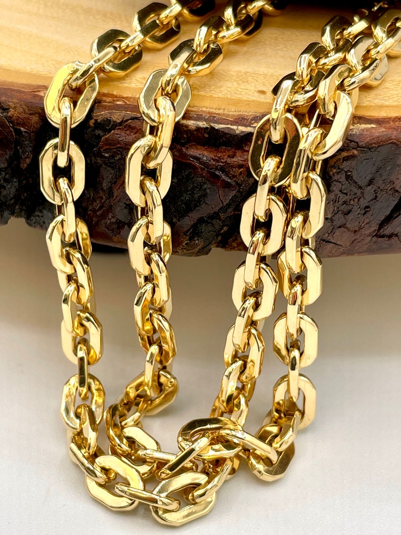 18K Gold Cable Chain Necklace - Unisex Parallel Design - Etsy UK