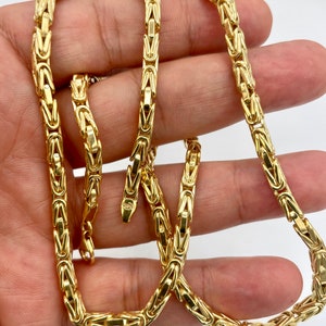 14K Yellow Gold Byzantine Chain Necklace - 4mm - Etsy