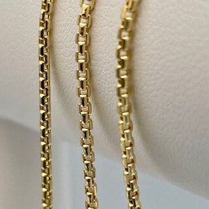 14K Solid Gold Box Chain Necklace: 2mm Thick, Layering Jewelry - Etsy