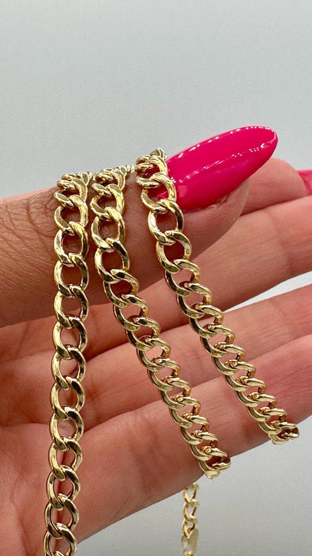 14K Solid Gold Miami Cuban Chain Necklace, Curb Cuban Links Chain, Real ...