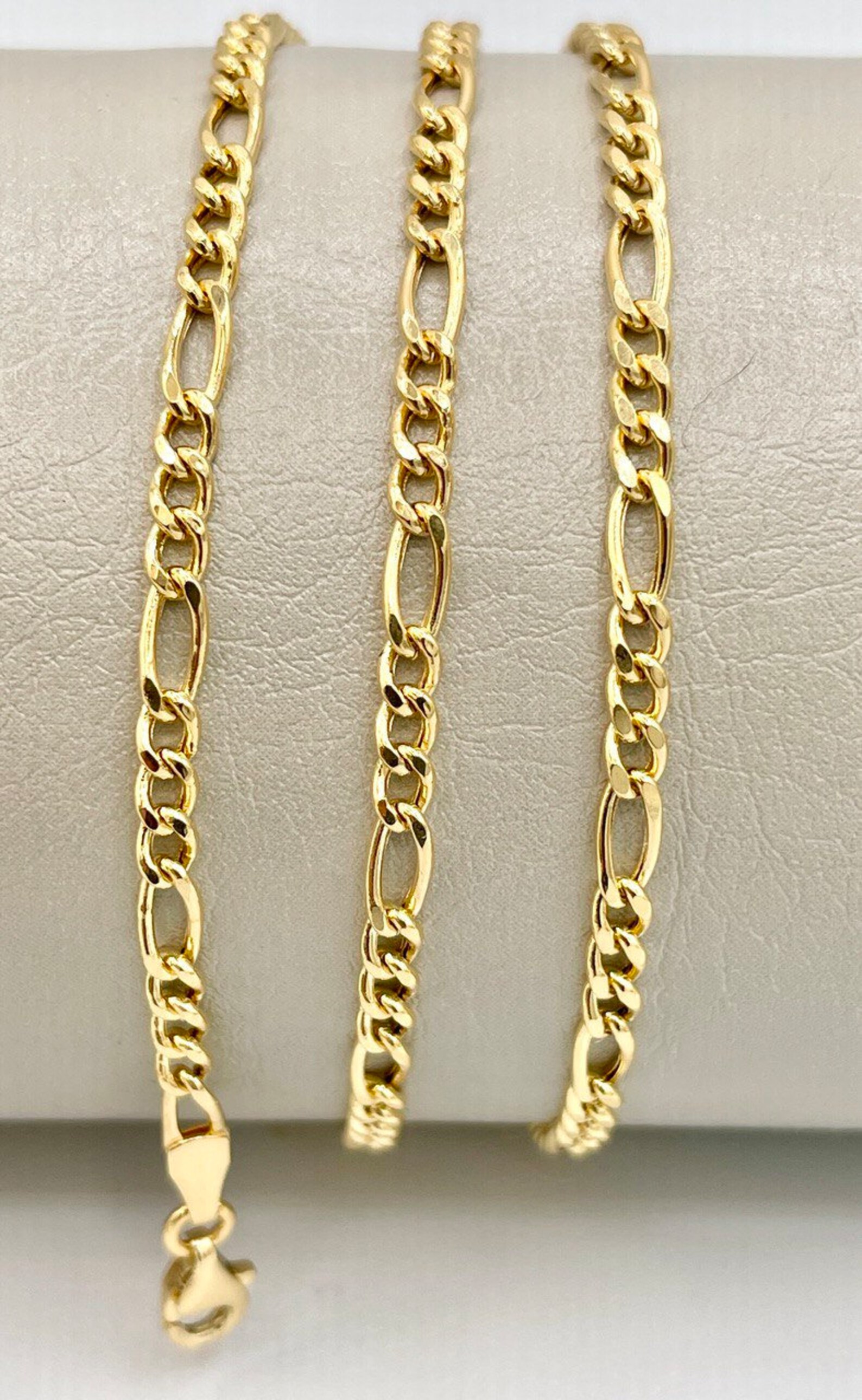 18K Gold Figaro Chain Necklace: Diamond-cut Yellow Gold (2.8mm) - Etsy