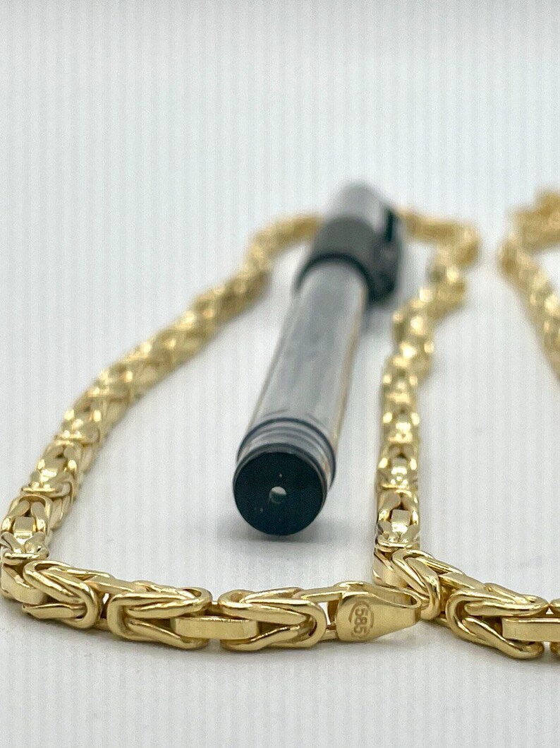14K Yellow Gold Byzantine Chain Necklace - 4mm - Etsy