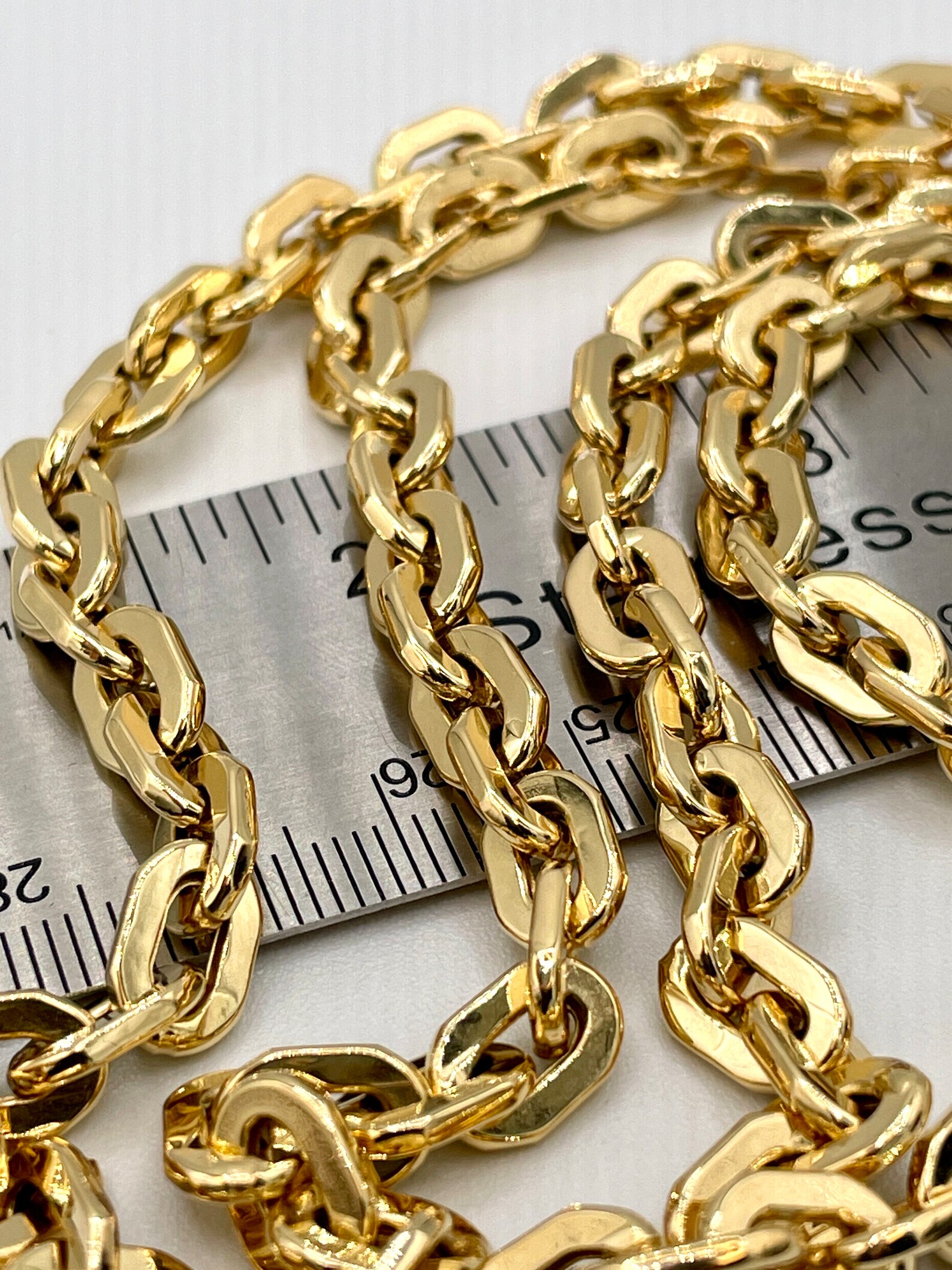 18K Gold Cable Chain Necklace - Unisex Parallel Design - Etsy