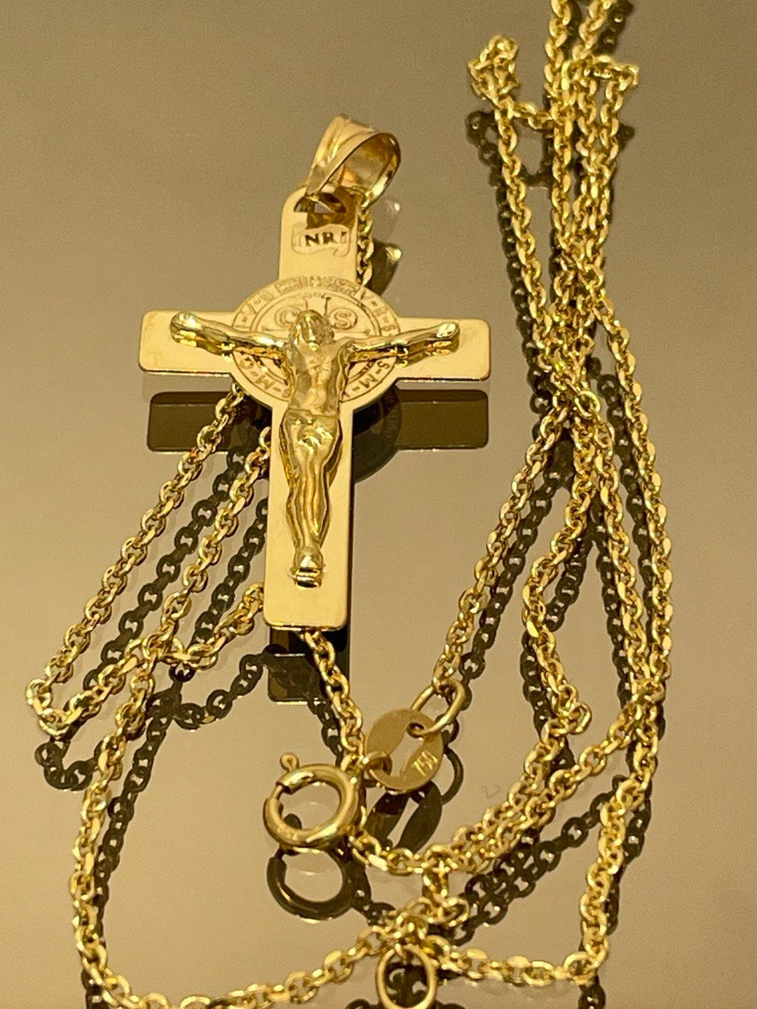 18K GOLD CROSS Necklace,real Gold,jesus Cross,crucifix Necklace,for Her ...
