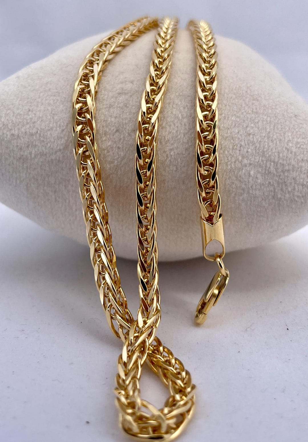 14K Solid Gold Franco Chain Necklace - 4mm Fox Chain - Etsy