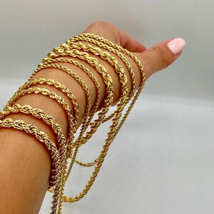 18K Solid Gold Rope Chain Necklace: Diamond-cut, 2mm-5mm - Etsy