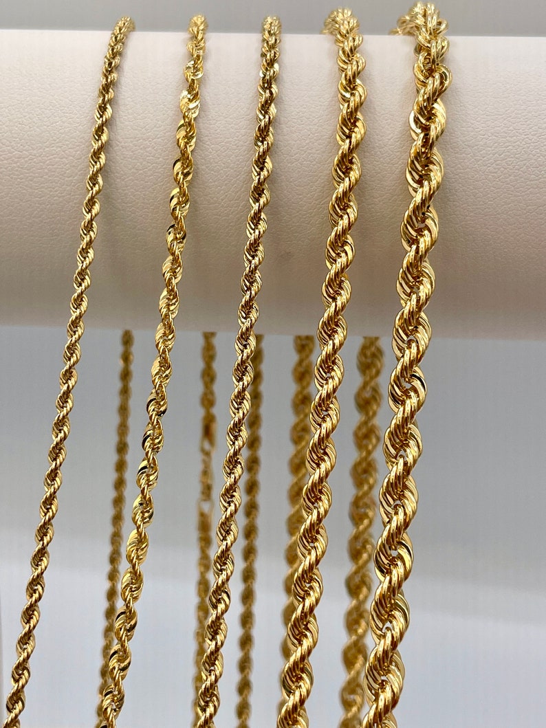 18K Solid Gold Rope Chain Necklace: Diamond-cut, 2mm-5mm - Etsy