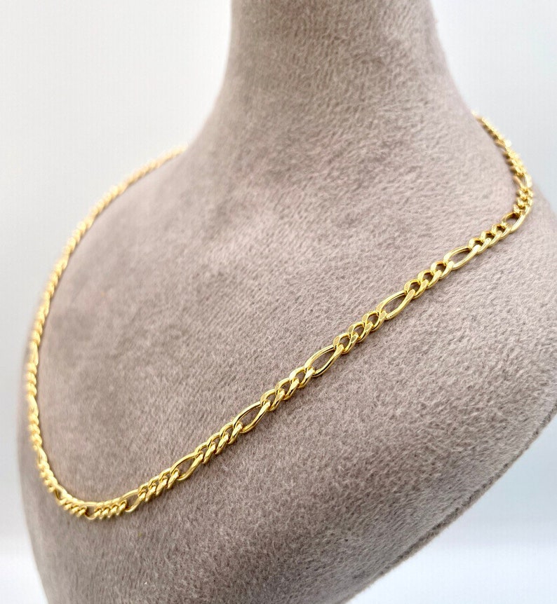 18K Gold Figaro Chain Necklace: Diamond-cut Yellow Gold (2.8mm) - Etsy
