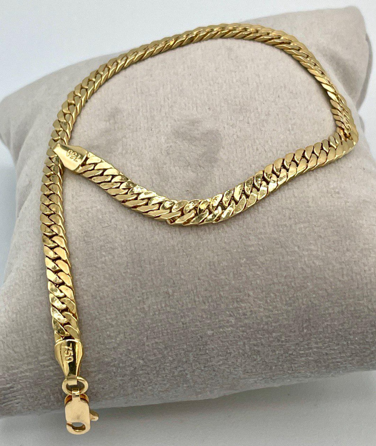 18K Solid Gold Curb Bracelet: Real Gold Cuban Link (4mm) - Etsy