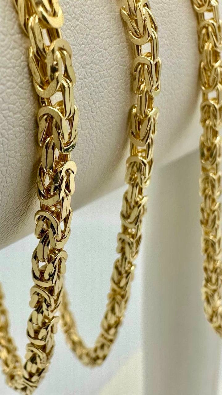 14K Solid Gold Byzantine Chain Necklace: Unisex Luxury Charm (2.5mm) - Etsy