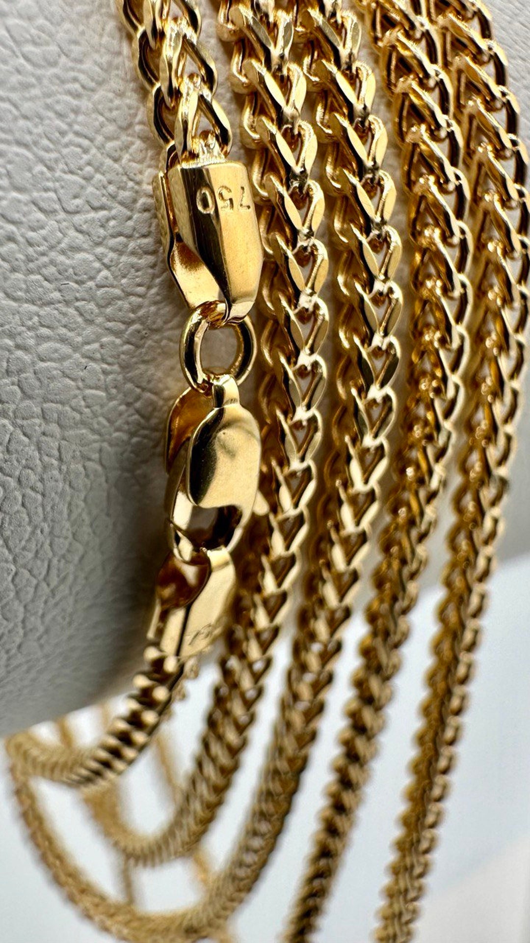 18k Real Gold Franco Chain: 2mm Foxtail Necklace - Etsy