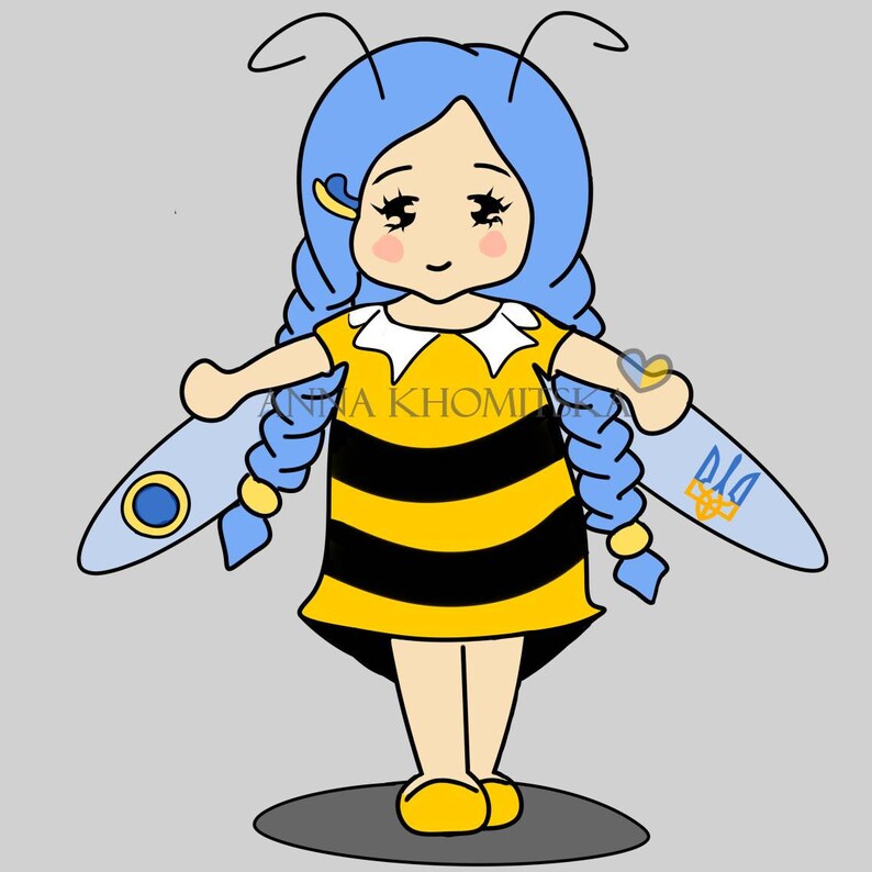 Bee Ukraine Digital Art, Downloadable File, PSD, PNG, JPG - Etsy