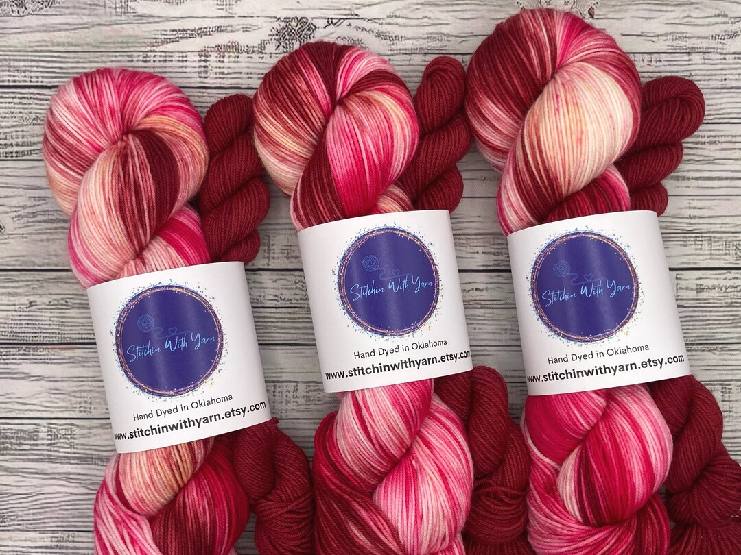 Rose Petals Sock Set Valentines Day Hand Dyed Yarn Superwash Merino ...