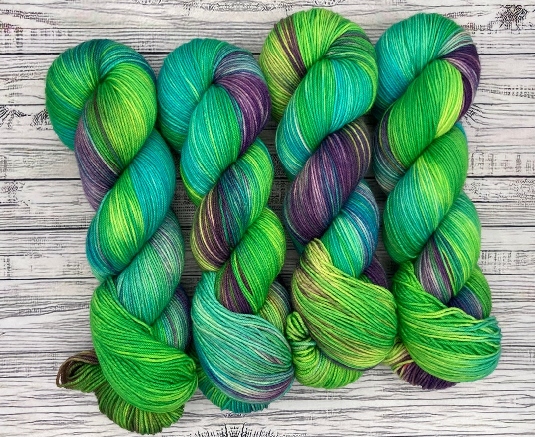Electric Shock Hand Dyed Sock Yarn Superwash Merino Wool Nylon Purple ...