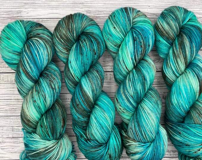 Sea Turtles - Hand Dyed Yarn - Superwash Merino Nylon - Aqua Blue Brown ...