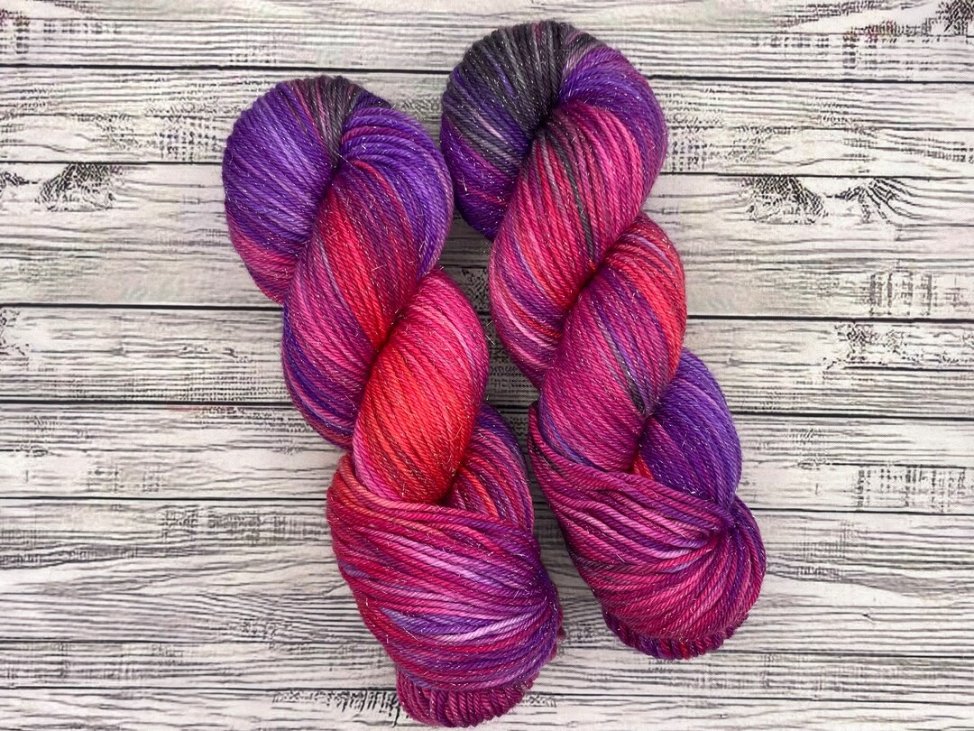 DK Sparkle Paradise Sunset Hand Dyed Yarn Superwash Merino Nylon Purple ...