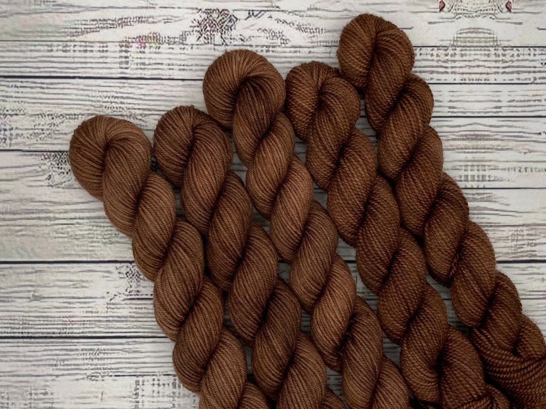 Single Chocolate Mini Skein Brown Tonal Sock Yarn Minis Hand Dyed Yarn Fingering Weight Mini ...
