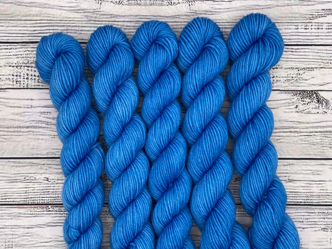 Single Blue Skies Mini Skein Blue Semisolid Sock Yarn Minis Hand Dyed ...