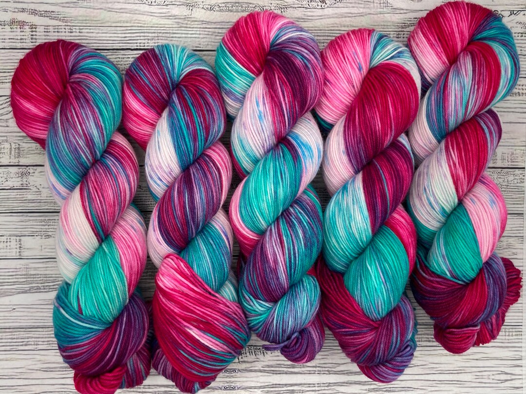 Back to the 90s Hand Dyed Yarn Superwash Merino Nylon Aqua Purple ...