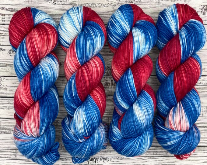 Old Glory - Red White and Blue Sock Yarn - American Flag Yarn - Hand ...