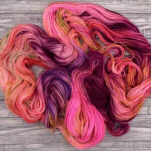 Peonies - Hand Dyed Yarn - Superwash Merino Nylon - Peach Pink Purple ...