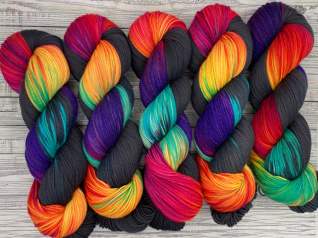 Roller Skating Rink 90s Rainbow Hand Dyed Yarn Superwash Merino Nylon ...
