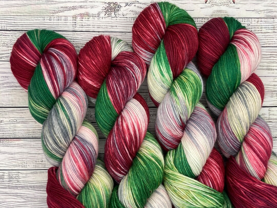 Tis the Season - Hand Dyed Sock Yarn - Winter Christmas Holiday - Superwash Merino Nylon - Knit ...