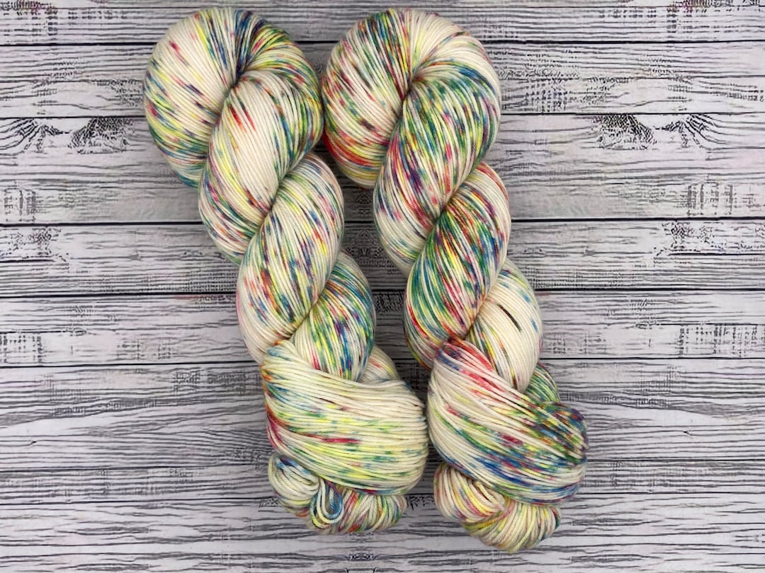 Rainbow Confetti Hand Dyed Sock Yarn Superwash Merino Wool Nylon ...