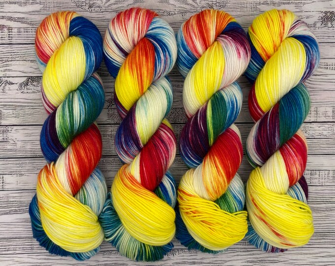 Rainbow Land Rainbow Brite 80s Yarn Hand Dyed Sock Yarn Superwash ...