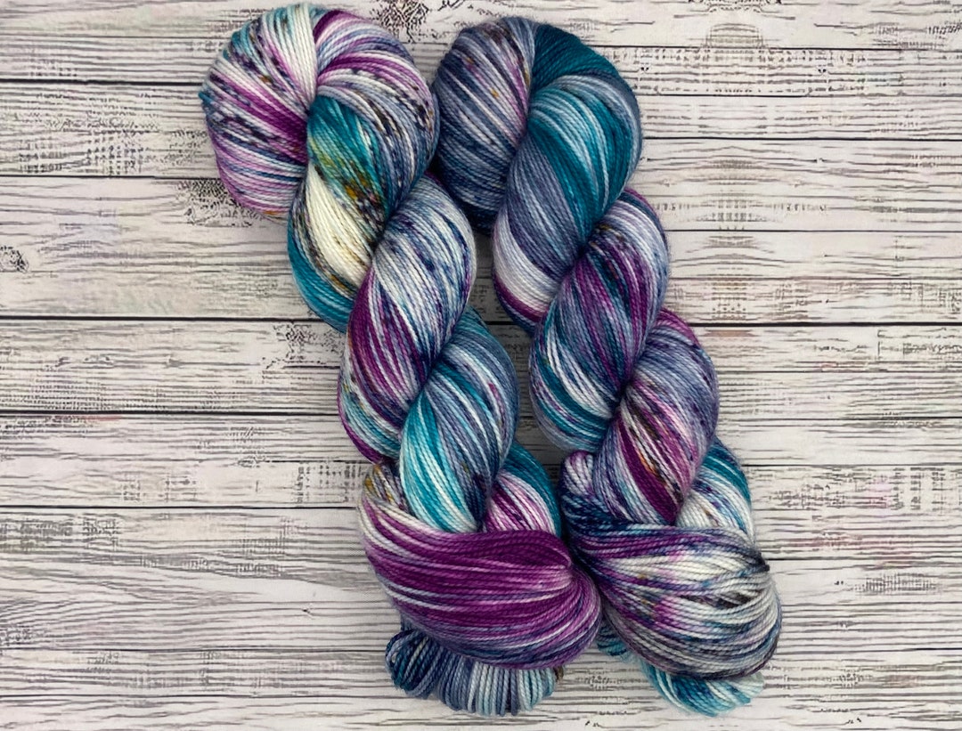 Birthday Wishes Purple Hand Dyed Sock Yarn Superwash Merino Wool Nylon ...