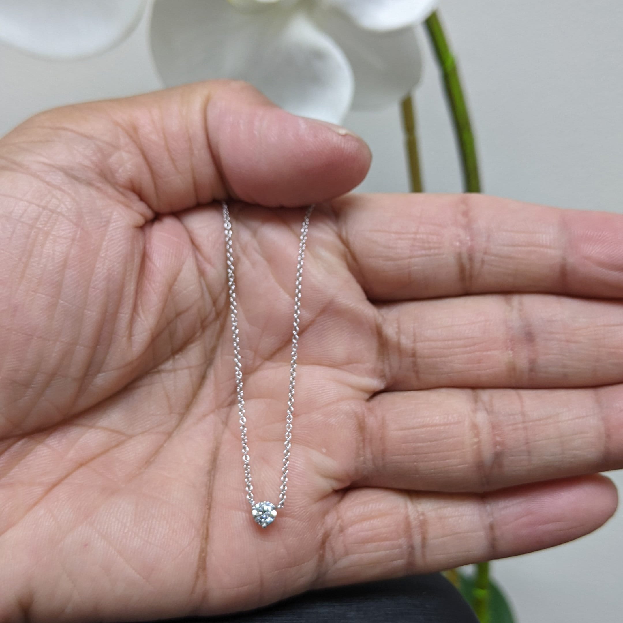 Single Diamond Necklace, 1ct Diamond Necklace, Minimalist Necklace, Lab ...