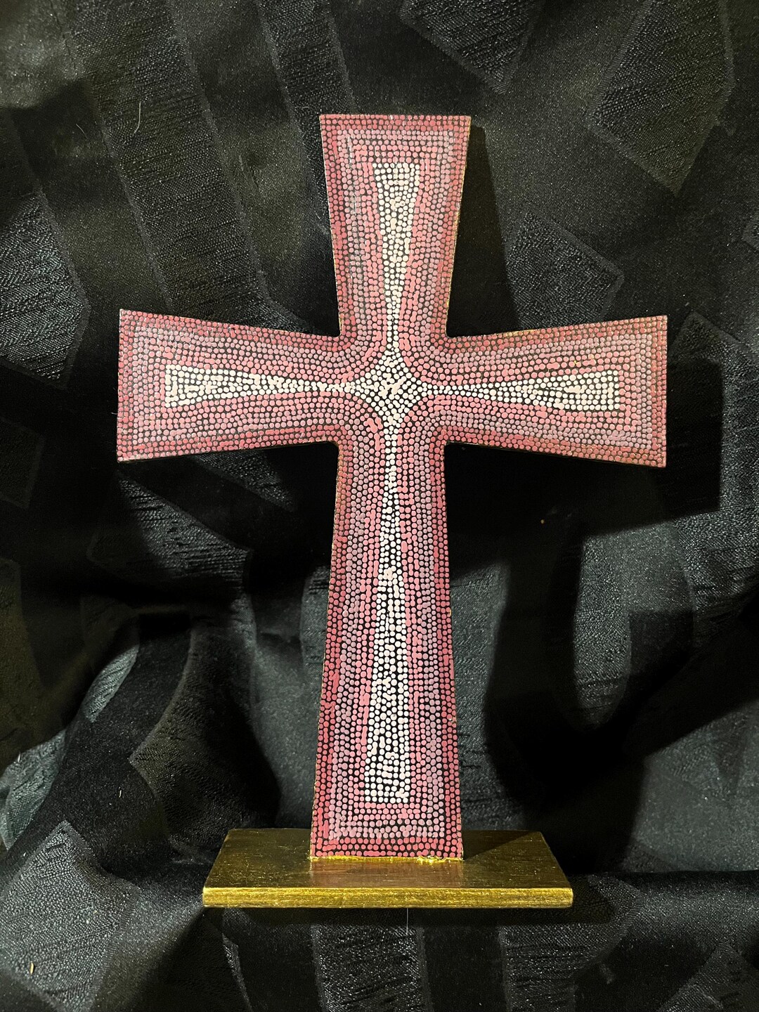 Wooden Religious Cross Decor - Acrylic Dot Painting -double Sided - Etsy
