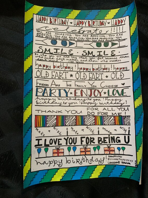 Happy Birthday Note With Related Sayings - Etsy
