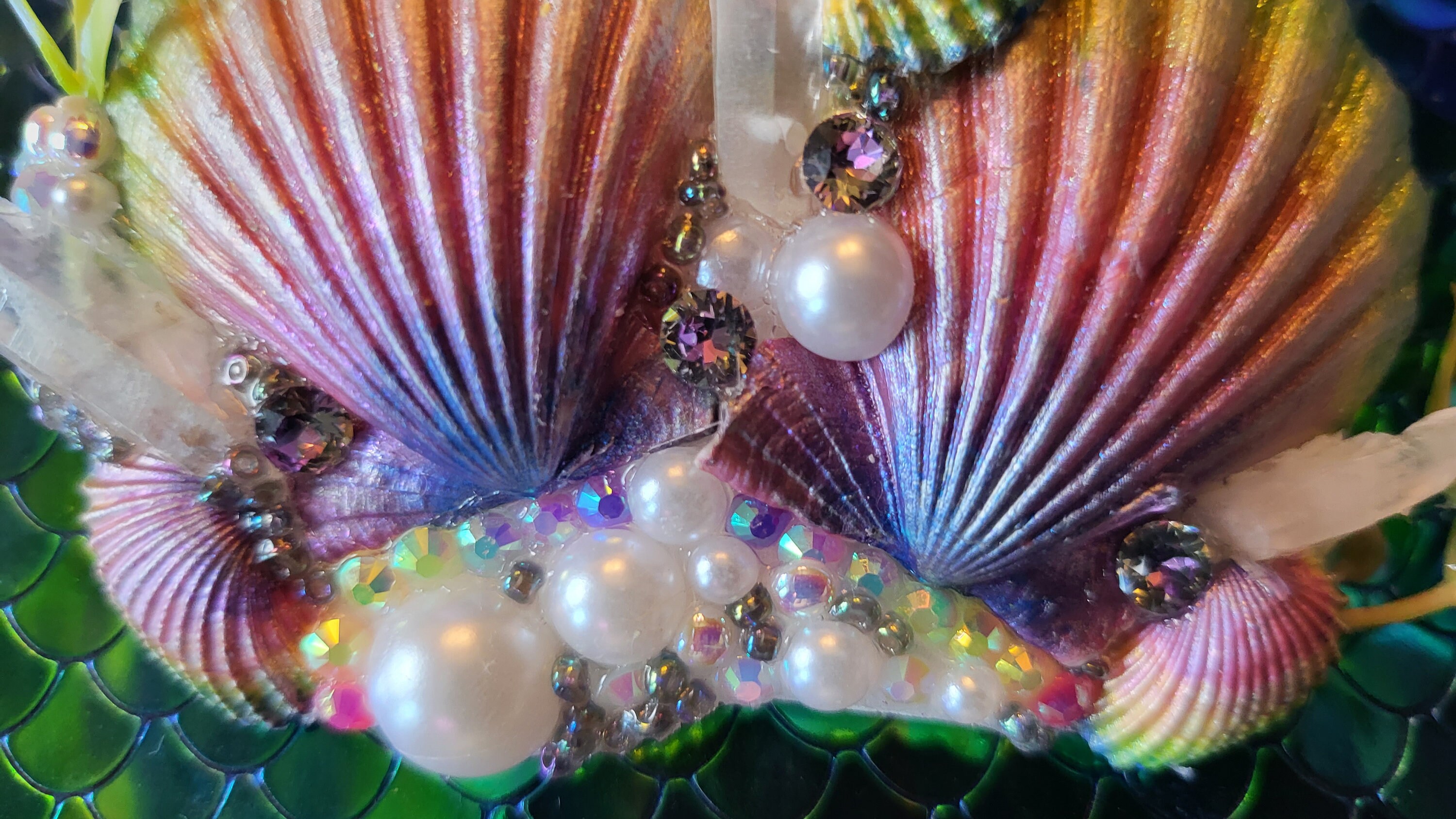 Pastel Rainbow Silver Painted Shell Mermaid Hair Clip With Swarovski ...