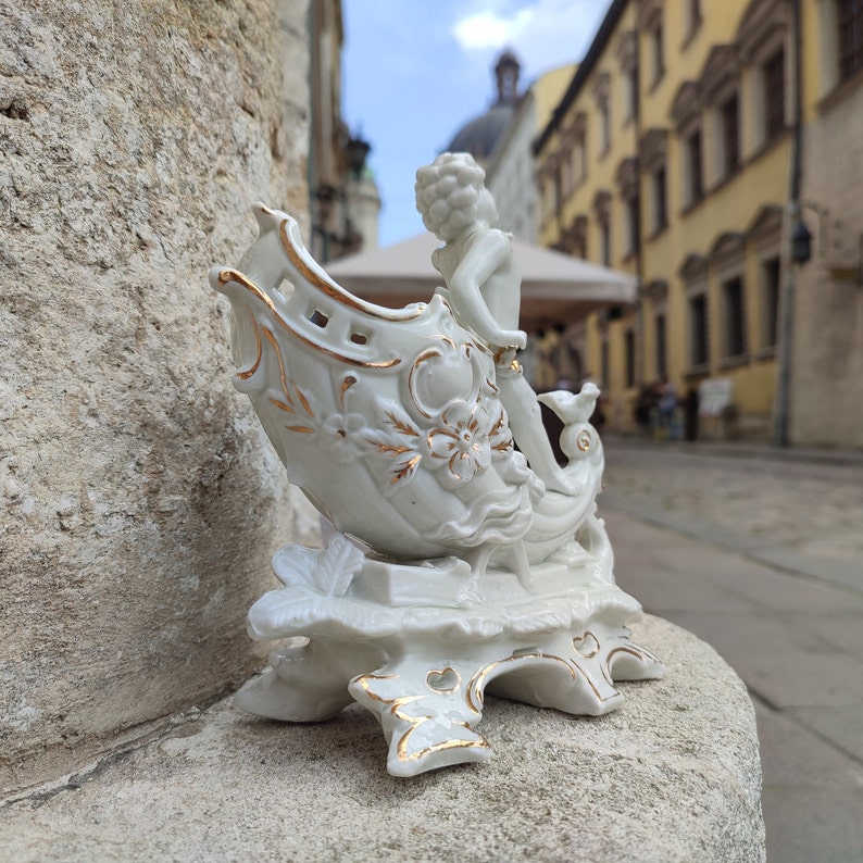 An Antique Porcelain Baroque Mantel Vase, Germany, Leube & Co., 1945 ...