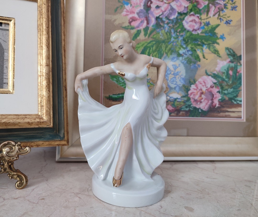 Rare Art Deco Vintage Porcelain Dancer Figurine, V.E.B Porzellanfiguren ...