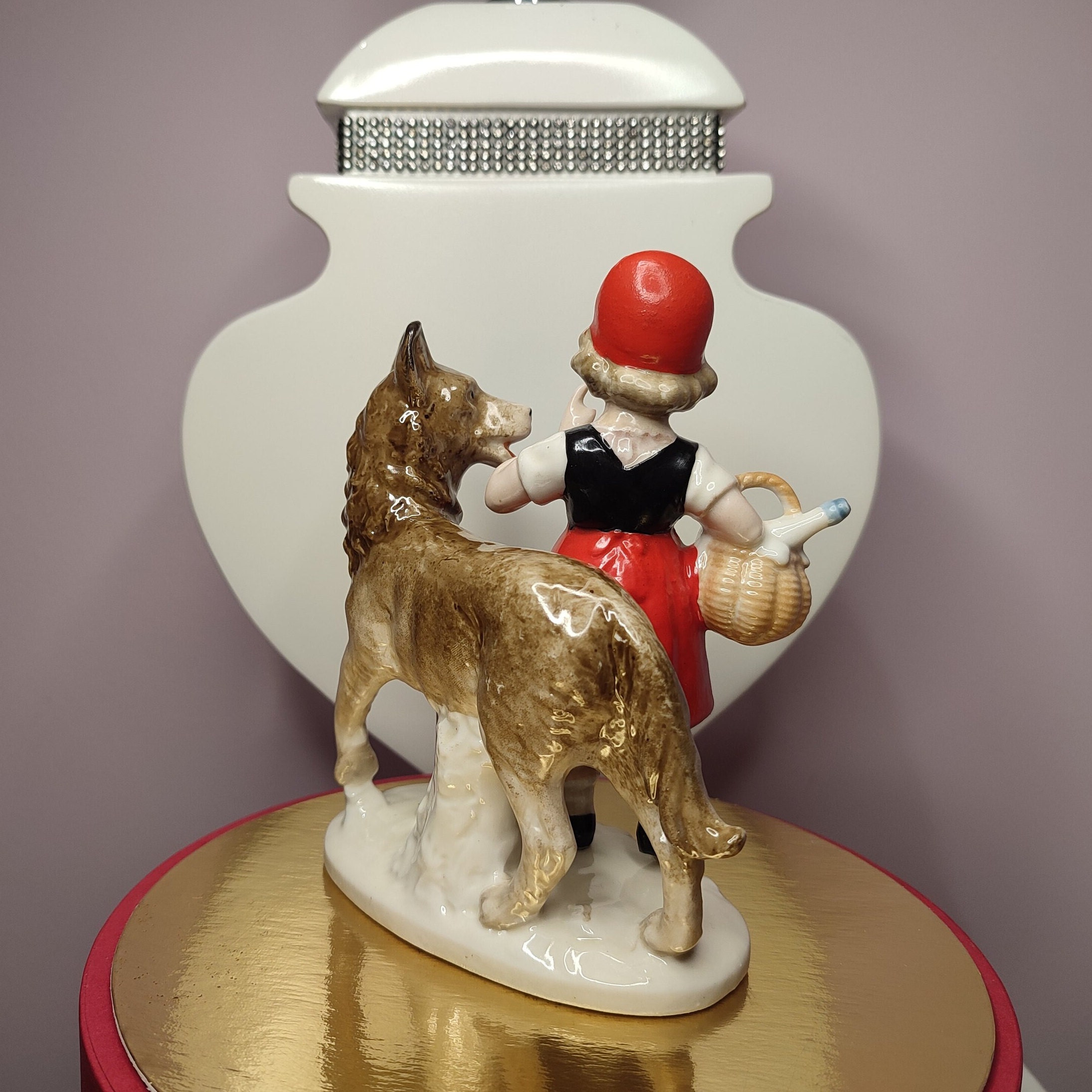 Little Red Riding Hood and Wolf Porcelain Figurine, Germany, Thuringia ...