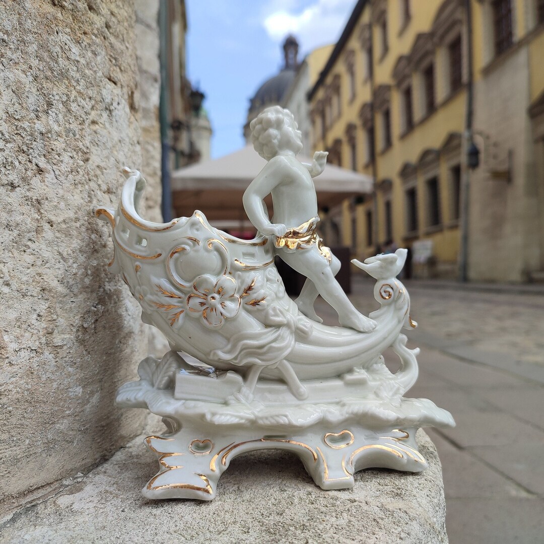 An Antique Porcelain Baroque Mantel Vase, Germany, Leube & Co., 1945 ...