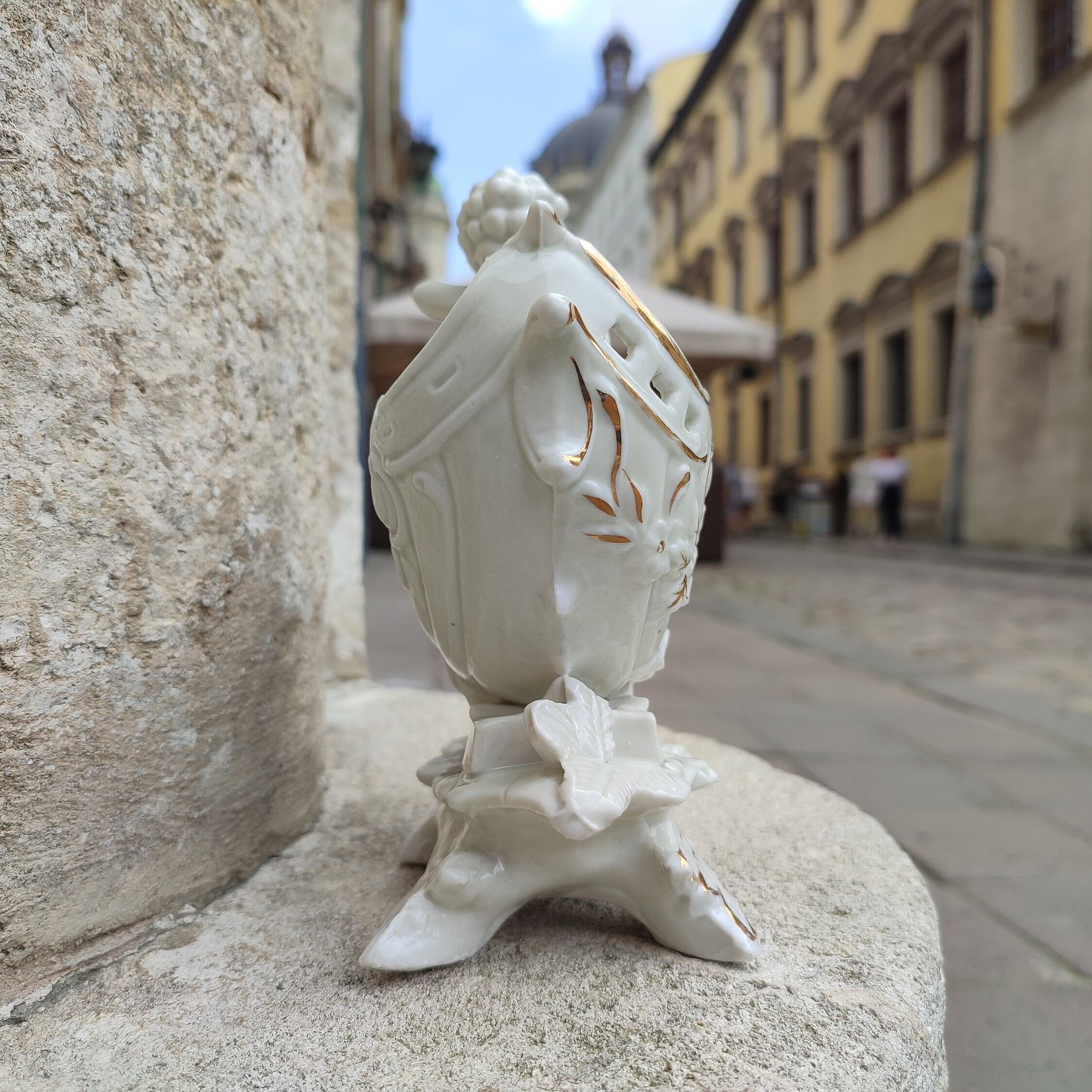 An Antique Porcelain Baroque Mantel Vase, Germany, Leube & Co., 1945 ...