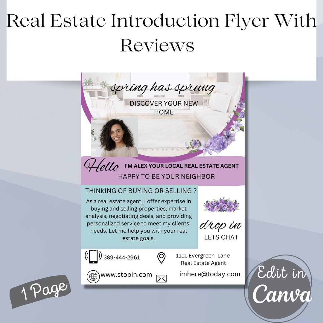 Real Estate Introduction Flyer With Reviews Real Estate - Etsy